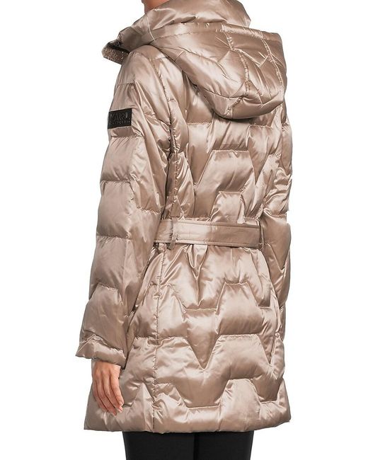 Karl Lagerfeld Metallic Quilted Down Blend Jacket in Natural | Lyst