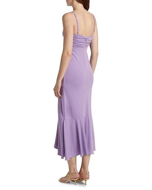 Cinq À Sept Susan Twist-Front Tulip Hem Midi-Dress in Purple | Lyst UK