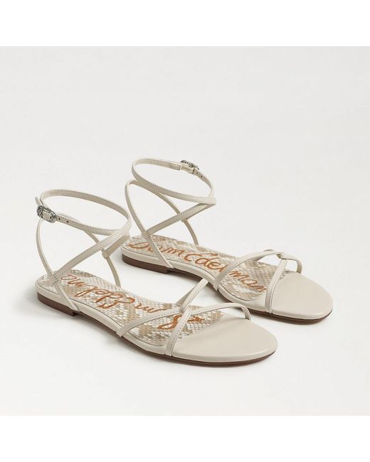 Sam Edelman Ellina Strappy Flat Sandal Bright Leather in Metallic | Lyst