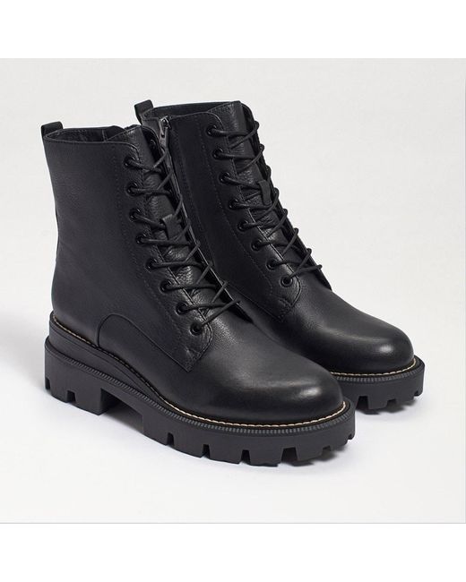 Sam Edelman Garret Platform Combat Boot Leather in Black | Lyst