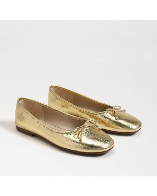Sam Edelman Alie Ballet Flat Amber Leather in Metallic | Lyst