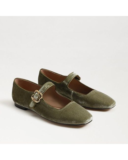 Sam Edelman Michaela Mary Jane Flat Avocado Velvet in Green | Lyst