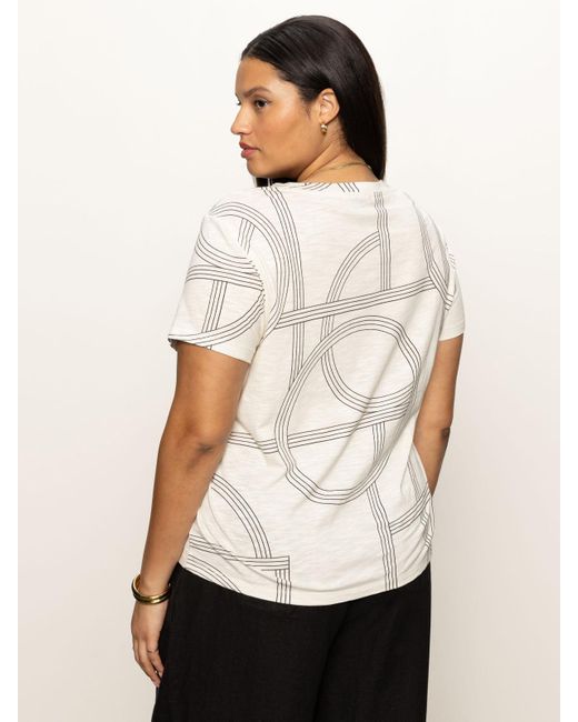 Sanctuary The Perfect Tee Graphic Lines Extended Sizing in White | Lyst