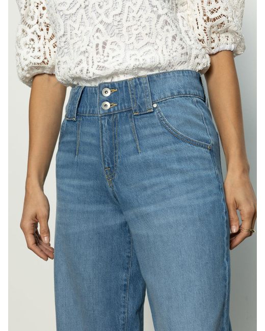 Sanctuary Side Car Semi High Rise Barrel Jeans Line Dance in Blue | Lyst