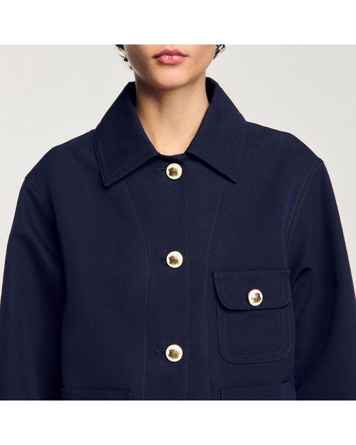 Sandro Jacket With Officer Buttons in Blue | Lyst UK