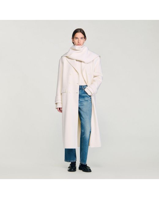 Sandro Oversized Wool Coat in Blue | Lyst UK