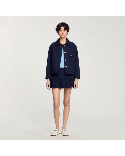 Sandro Jacket With Officer Buttons in Blue | Lyst UK
