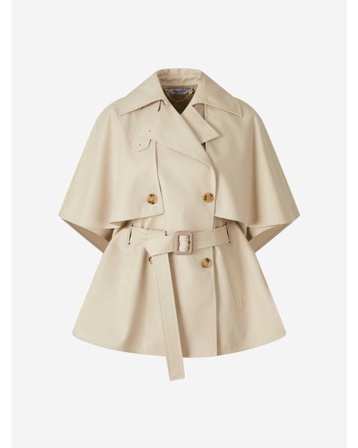 Max Mara Short Cape Trench Coat in Natural | Lyst