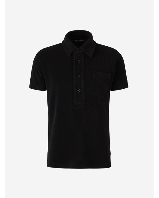 Tom Ford Velvet Knitted Polo in Black for Men | Lyst