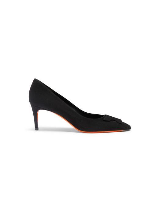 Santoni Suede Mid-Heel Sibille Pump in Black | Lyst