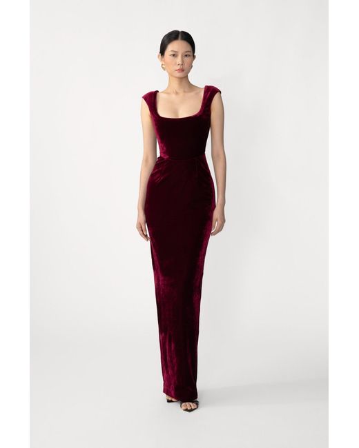 SAU LEE Brooke Velvet Gown in Red | Lyst UK
