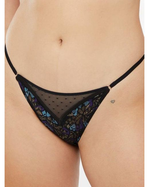 Savage X Butterfly Wings Lace And Mesh String Bikini Knickers In Black Lyst Uk
