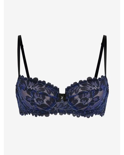 Savage X Floral Corded Lace Shimmer Unlined Balconette Bra in Blue ...