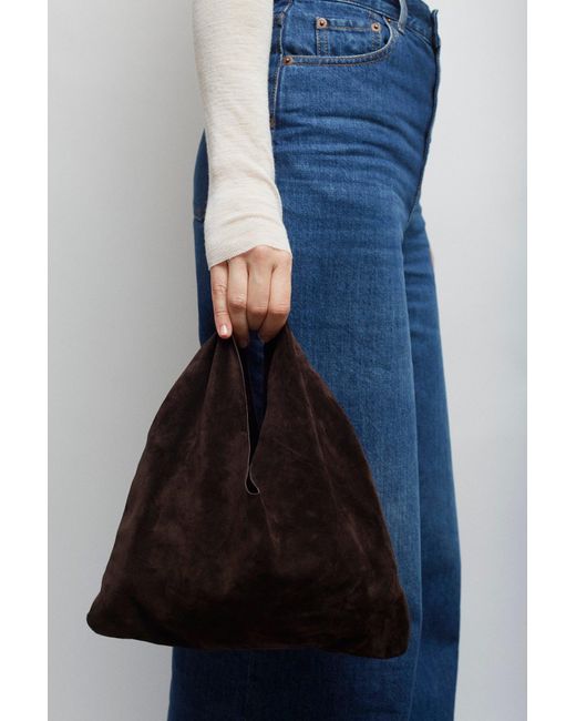 The Row Bindle Small Brown Suede Bag | Lyst