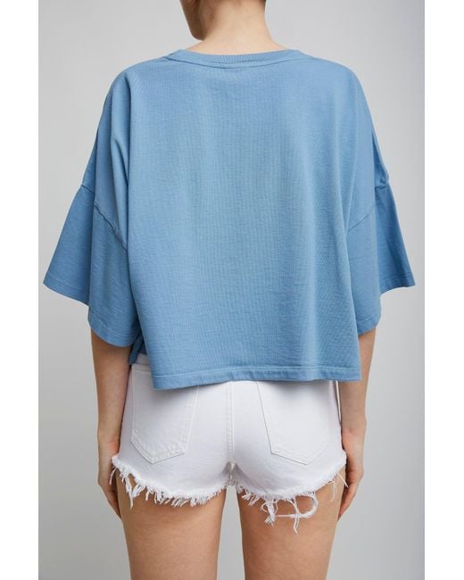 Chloé Cropped Blue Logo T-shirt | Lyst