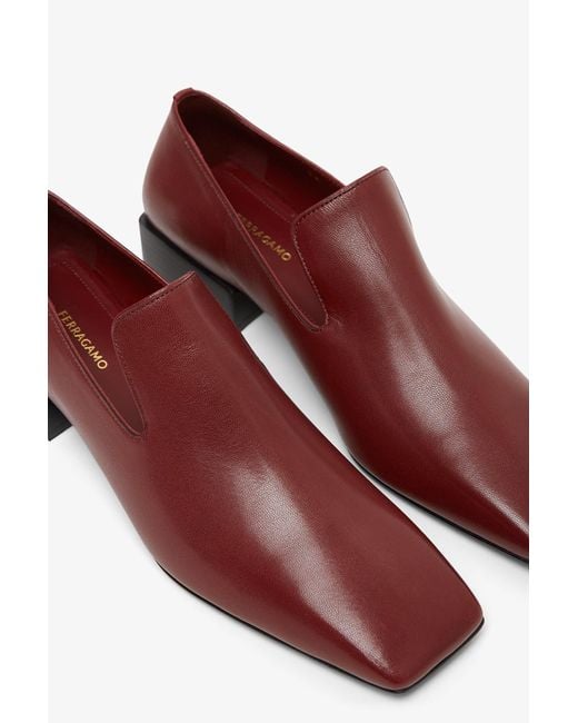 Ferragamo Carmelita Dark Red Flats | Lyst
