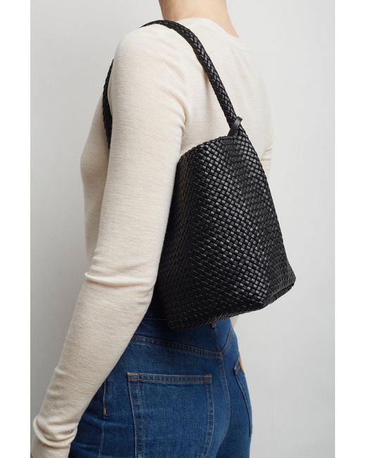 The Row Small Woven N/S Tote Bag in Black | Lyst