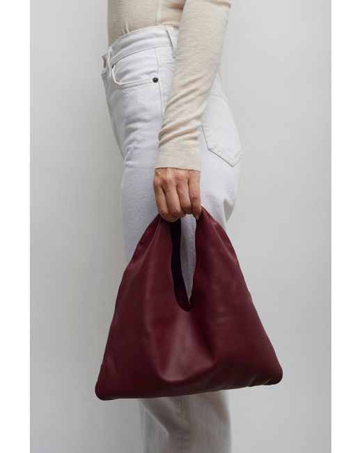 The Row Bindle Small Burgundy Leather Bag in Red | Lyst