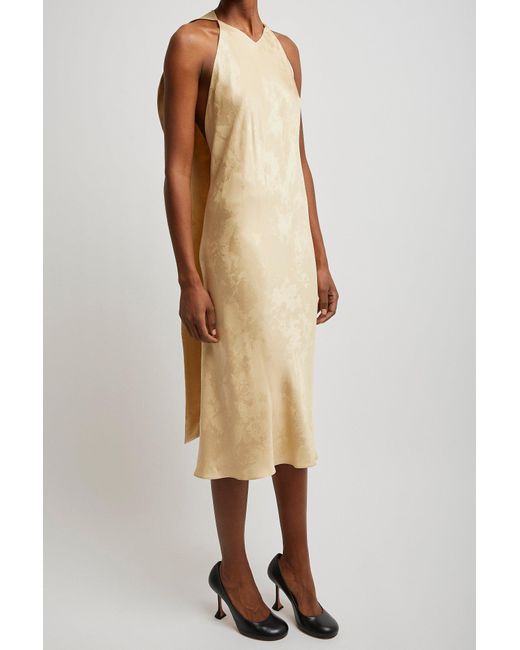 The Row Baras Textured Crepe Silk Dress in Natural | Lyst UK