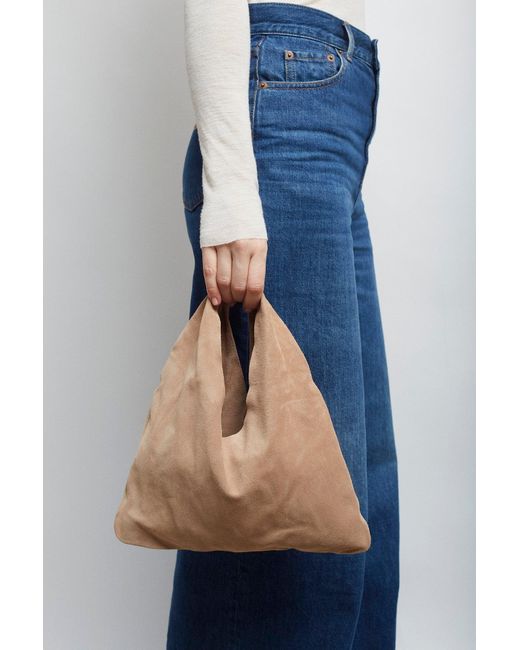 The Row Bindle Small Beige Suede Bag in Natural | Lyst