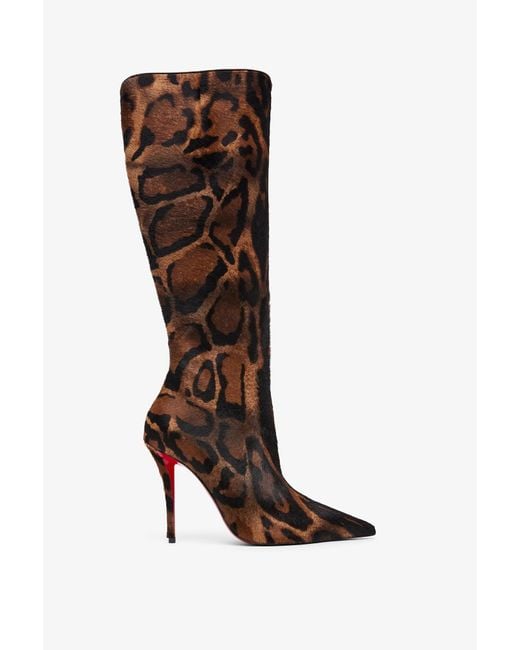 Christian Louboutin Miss Z 100 Leopard Boots in Brown | Lyst UK