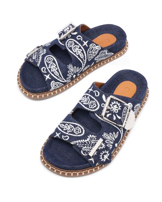 Chloé Rebecca Denim Flats in Blue | Lyst