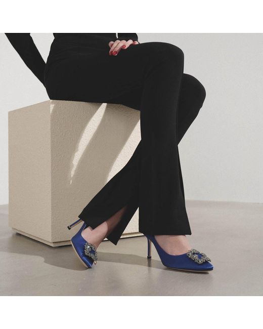 Manolo Blahnik Hangisi 70 Royal Blue Satin Pumps | Lyst