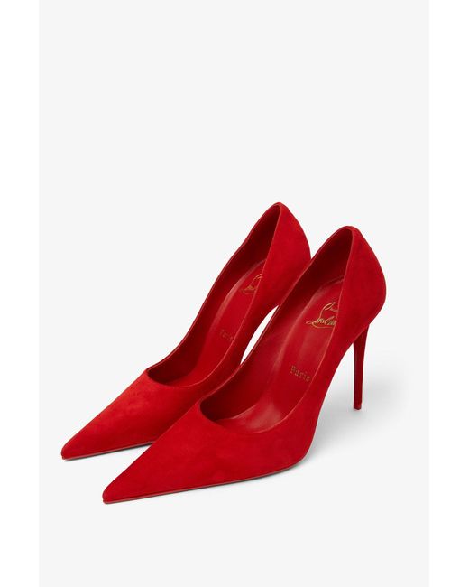 Christian Louboutin Kate Max 100 Red Suede Pumps | Lyst
