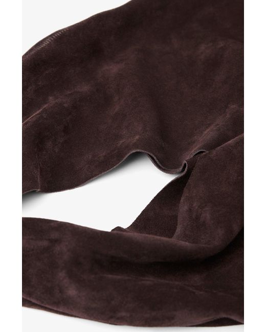 The Row Bindle Small Brown Suede Bag | Lyst