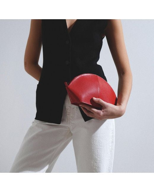 The Row Mel Red Leather Clutch | Lyst
