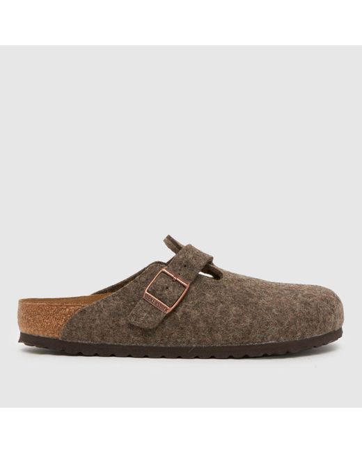 Birkenstock Boston Wool Felt Clog Sandals in Brown | Lyst UK