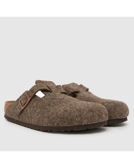 Birkenstock Boston Wool Felt Clog Sandals in Brown | Lyst UK