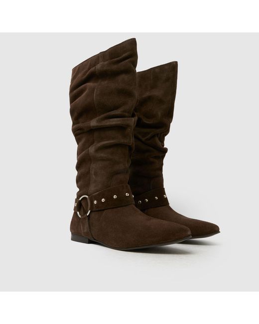 schuh Dallis Suede Stud Pixie Boots in Brown | Lyst UK