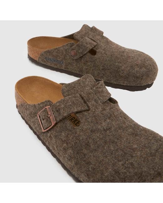 Birkenstock Boston Wool Felt Clog Sandals in Brown | Lyst UK