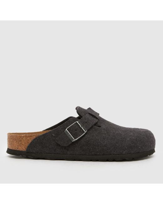Birkenstock Boston Wool Felt Clog Sandals in Black | Lyst UK