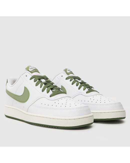 Nike Court Vision Trainers In White & Green for Men | Lyst UK