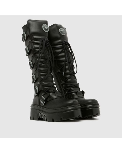New Rock Venom Tall Boots in Black | Lyst UK