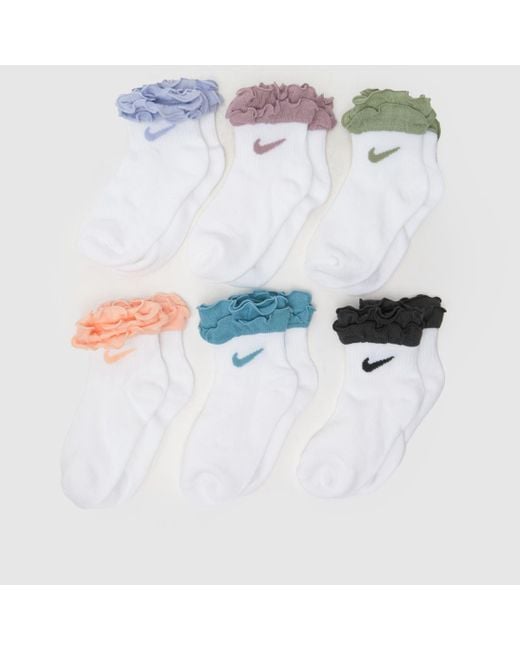 Nike Kids Ruffle Ankle Socks 6 Pk in White | Lyst UK