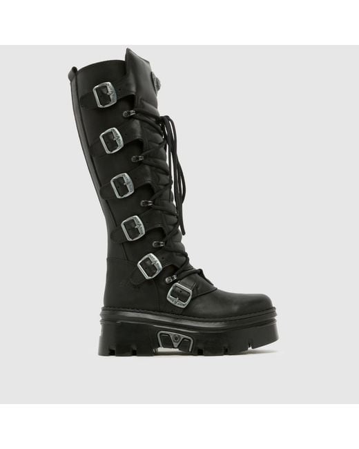 New Rock Venom Tall Boots in Black | Lyst UK