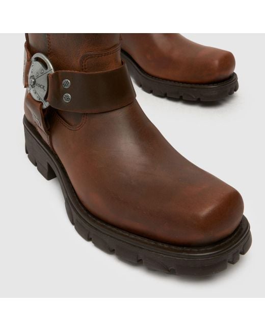 New Rock High Biker Boots in Brown | Lyst UK