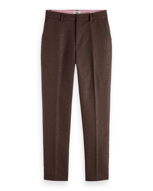 Scotch & Soda Lowry Sequin Jacquard Pants in Brown | Lyst