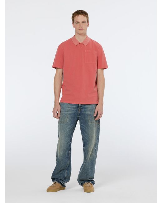 Scotch & Soda Garment Dye Pique Chest Pocket Polo in Red for Men | Lyst