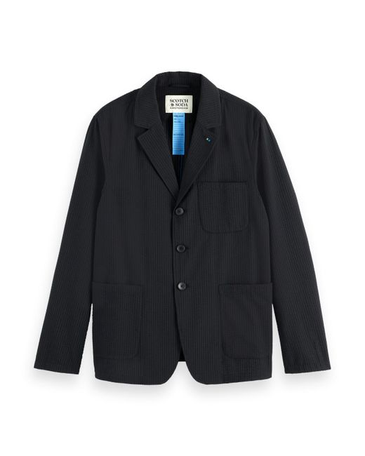 Scotch & Soda Unconstructed 3-Button Cotton-Blend Seersucker Blazer in ...