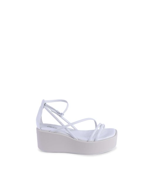 Calvin Klein Platform Wedge Sandals Multistrap in White | Lyst UK