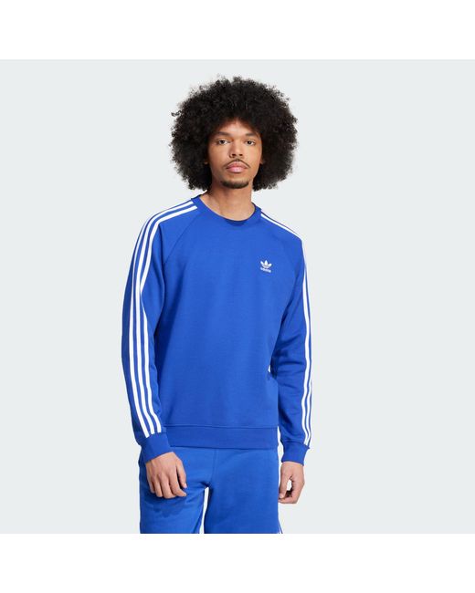 adidas Originals Adicolor Classics 3-Stripes Crew in Blue for Men | Lyst UK