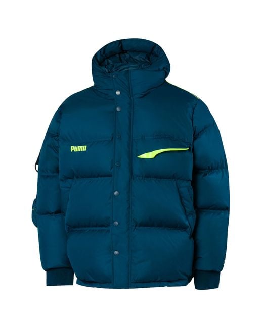PUMA X Ader Error Down Puffer Jacket Hooded Coat in Blue for Men | Lyst UK