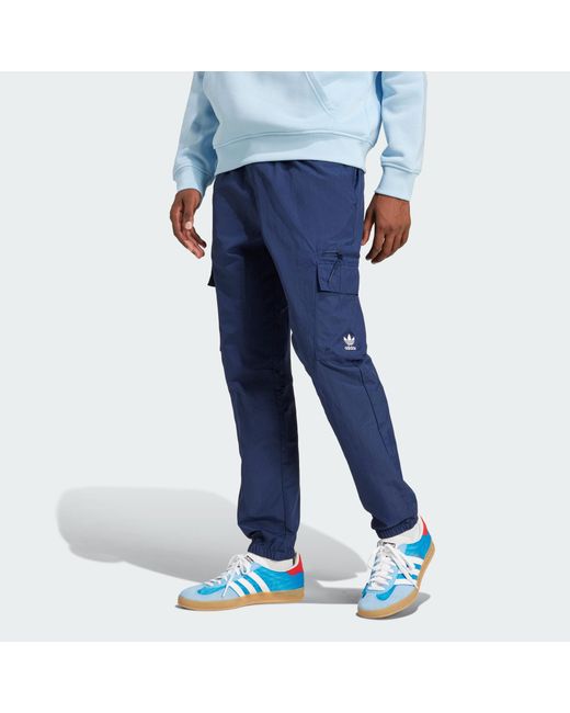 adidas Originals Trefoil Essentials Woven Cargo Pants in Blue for Men ...