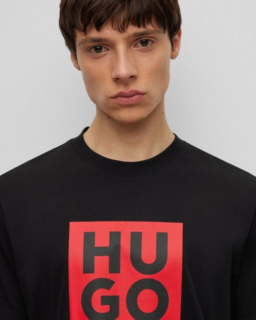 HUGO Daltor Stacked Logo T-Shirt in Black for Men | Lyst UK