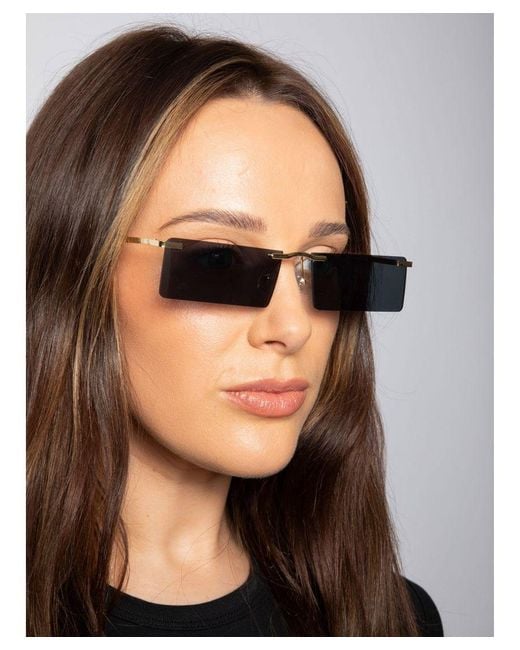 SVNX Frameless Rectangle Sunglasses in Blue | Lyst UK