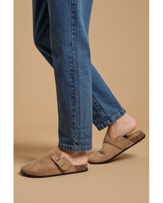 Oasis Jamie Faux Suede Closed Toe Footbed Flat Shoes in Blue | Lyst UK